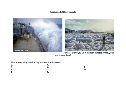 AQA 9-1 Geog Cold Environments Introduction | Teaching Resources