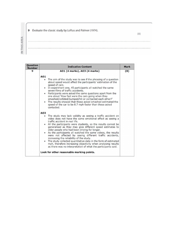 Edexcel A Level Psychology - Criminal - Loftus and Palmer Classic Study ...