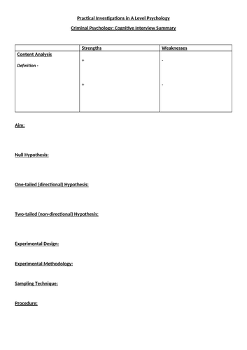 Edexcel A Level Psychology - Criminal - Practical Investigation ...