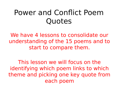 AQA Conflict and Power Poem Quotes | Teaching Resources