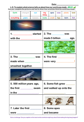 Evolution/The Big Bang Creation Theory - KS1 RE | Teaching Resources
