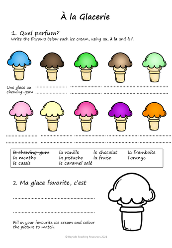 French - ice cream flavours | Teaching Resources