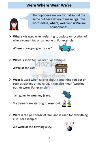Functional Skills English - Entry Level 1 - Homophones - Where, Were ...