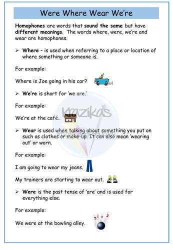 Functional Skills English - Entry Level 1 - Homophones - Where, Were ...