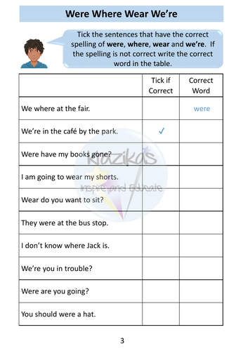 Functional Skills English - Entry Level 1 - Homophones - Where, Were ...