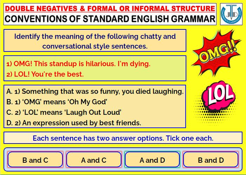 DOUBLE NEGATIVES AND FORMAL OR INFORMAL STRUCTURE: WORKSHEETS WITH ...