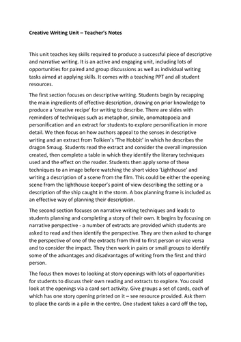 Key Stage 2 English: Year 6 Transition Unit - Creative Writing ...