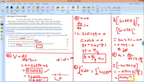 Kinematics, Add Maths 0606: GCSE/IGCSE, AP, IB-HL Exam Style Questions ... Kinematics, Add Maths 0606: GCSE/IGCSE, AP, IB-HL Exam Style Questions ...