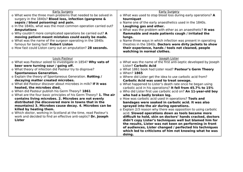 History of Medicine Revision Cards | (I)GCSE History | Teaching Resources