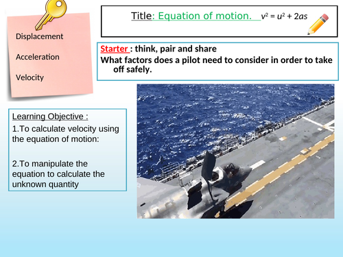v2=u2+2as equation of motion | Teaching Resources