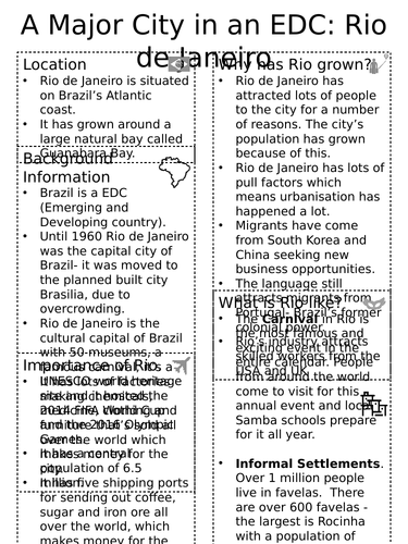 Rio de Janeiro Knowledge Organiser | Teaching Resources