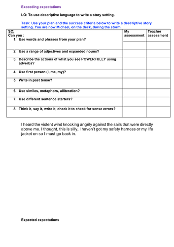 Kensuke's Kingdom planning- setting description - Chapter 3 | Teaching ...