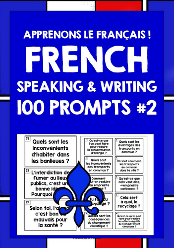 FRENCH SPEAKING & WRITING PROMPTS #2 | Teaching Resources