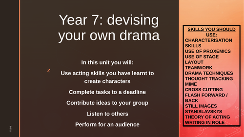 year 7 devising unit READY TO TEACH ( and free home learning menus for whole year - can be ...