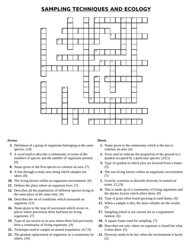 Ecology A Level Biology Crosswords | Teaching Resources