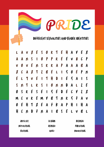 Pride Month Word Searches X2 - Gender Identities & LGBTQ+ Celebrities ...