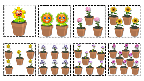Plants in Pots Cut, Count and Match to 10 | Teaching Resources