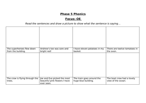 Phase 5 Phonics OE Reading Comprehension | Teaching Resources