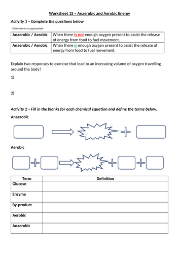 AQA GCSE PE - Aerobic & Anaerobic Energy | Teaching Resources