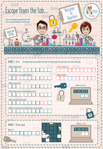 Nutrition and Digestion - Escape Room (KS3/4) | Teaching Resources