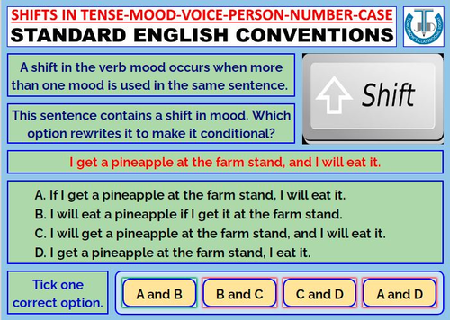 SHIFTS IN TENSE MOOD VOICE PERSON CASE NUMBER: 52 BOOM CARDS | Teaching ...