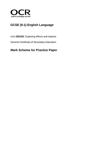 OCR GCSE English Language Practice Paper | Teaching Resources