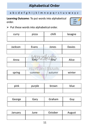 Functional Skills English - Entry Level 2 - Alphabetical Order ...