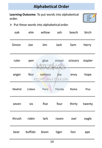 Functional Skills English - Entry Level 2 - Alphabetical Order ...