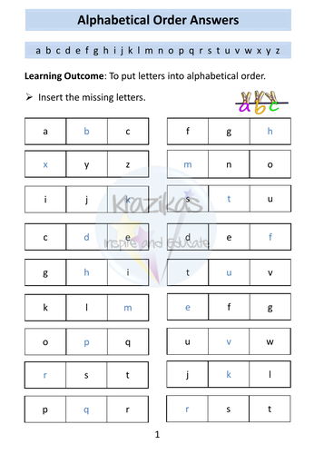 Functional Skills English - Entry Level 2 - Alphabetical Order ...