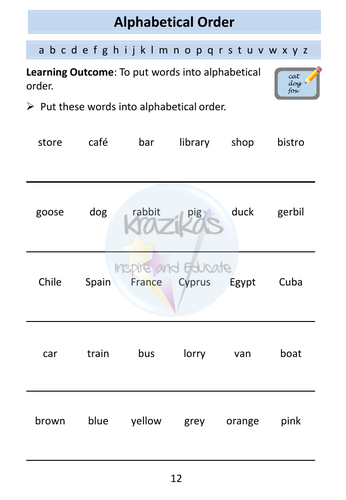 Functional Skills English - Entry Level 2 - Alphabetical Order ...