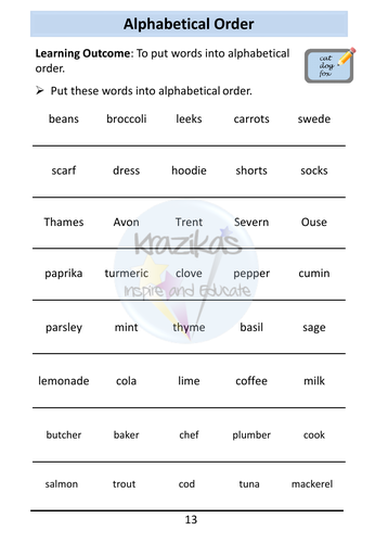 Functional Skills English - Entry Level 2 - Alphabetical Order ...