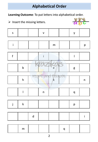 Functional Skills English - Entry Level 2 - Alphabetical Order ...