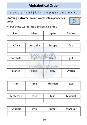 Functional Skills English - Entry Level 2 - Alphabetical Order ...