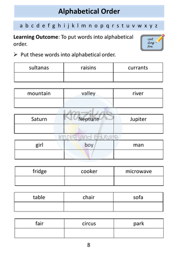 Functional Skills English - Entry Level 2 - Alphabetical Order ...