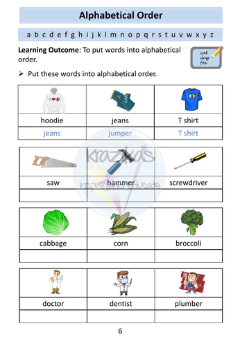 Functional Skills English - Entry Level 2 - Alphabetical Order ...