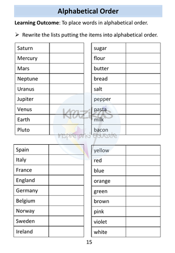 Functional Skills English - Entry Level 2 - Alphabetical Order ...