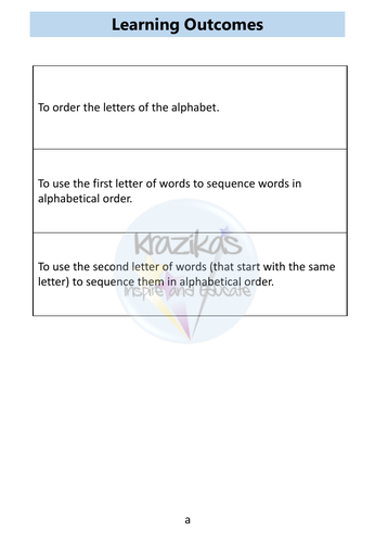 Functional Skills English - Entry Level 2 - Alphabetical Order ...