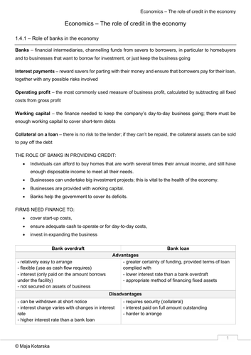 Edexcel Economics B - Theme 1.4 notes | Teaching Resources
