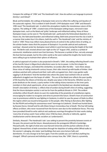 OCR Dystopia A-Level A* essay (SETTING) | Teaching Resources