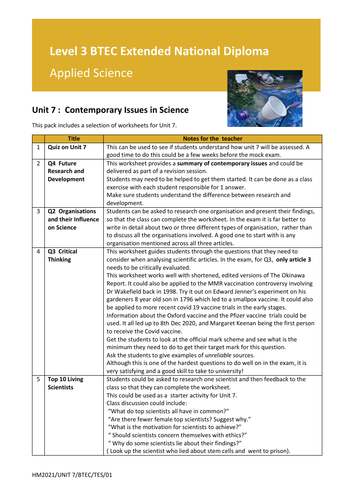 Contemporary Issues in Science BTEC L3 | Teaching Resources