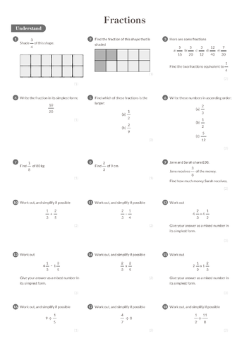 Fractions Worksheet + Answers (Foundation GCSE) | Teaching Resources