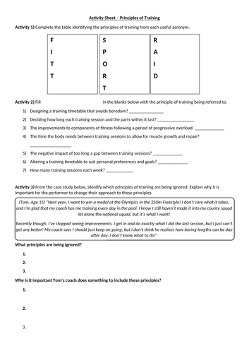 AQA GCSE PE - Principles of Training | Teaching Resources