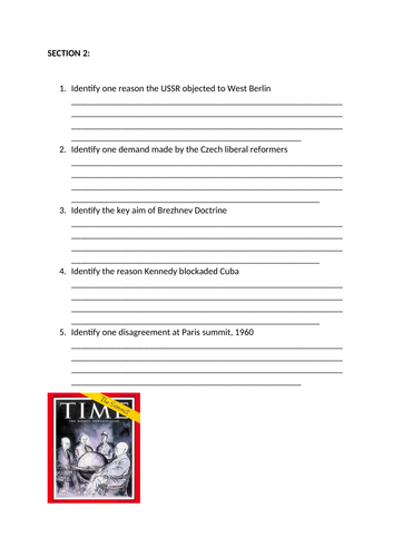 SUPERPOWER RELATIONS AND THE COLD WAR KEY TOPIC 2 ASSESMENT | Teaching ...