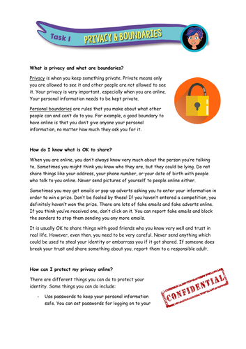 Privacy and Boundaries PSHE | Teaching Resources