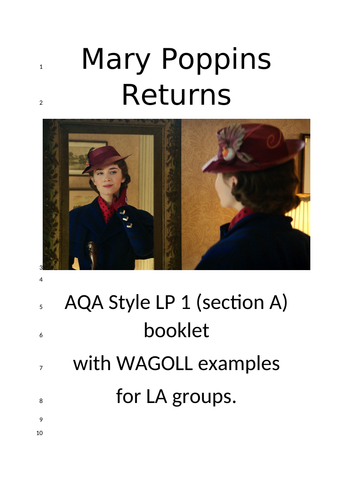 LA AQA Style LP1 Mary Poppins Returns | Teaching Resources