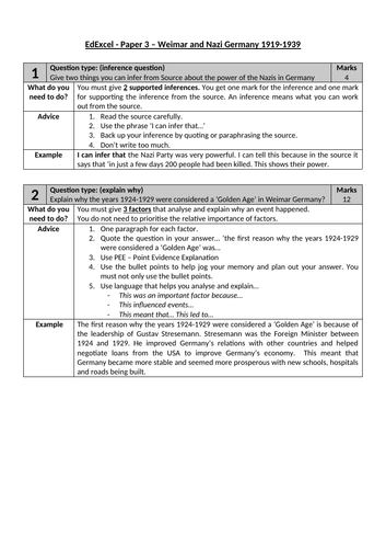 Edexcel GCSE History Paper 3 - guide to the exam | Teaching Resources Edexcel GCSE History Paper 3 - guide to the exam | Teaching Resources
