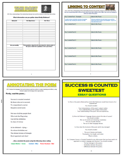Success is Counted Sweetest - Comprehension Activities Booklet ...