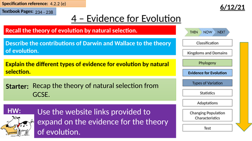 OCR A Biology Evidence for Evolution Lesson | Teaching Resources