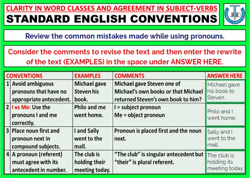 CLARITY AND AGREEMENT IN NOUNS, PRONOUNS, SUBJECT-VERBS: 45 BOOM CARDS ...