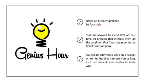 Genius Hour Critical Thinking Project | Teaching Resources
